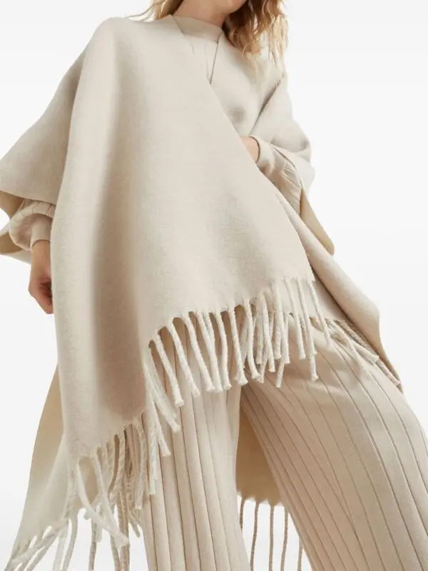 Brunello Cucinelli Fringed-edge Double Knit Poncho - Neutrals