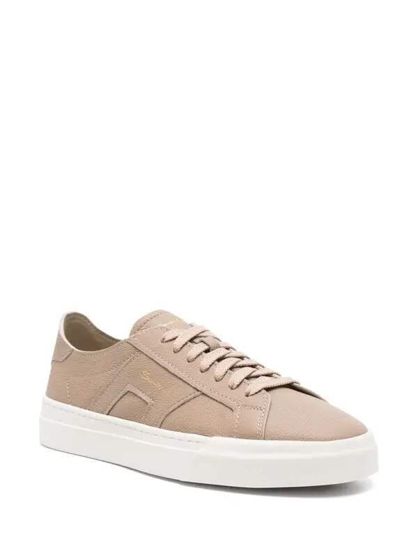 Santoni Tumbled Leather Sneakers - Neutrals