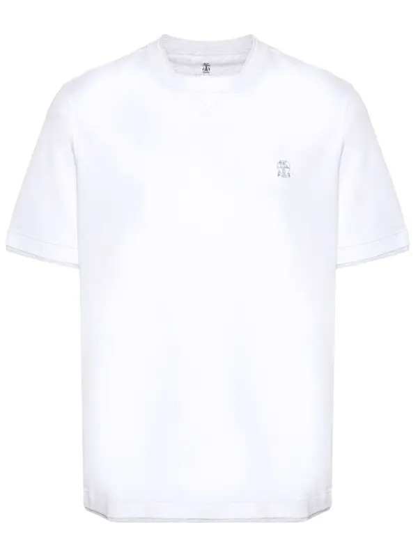 Brunello Cucinelli Logo-embroidered T-shirt - White