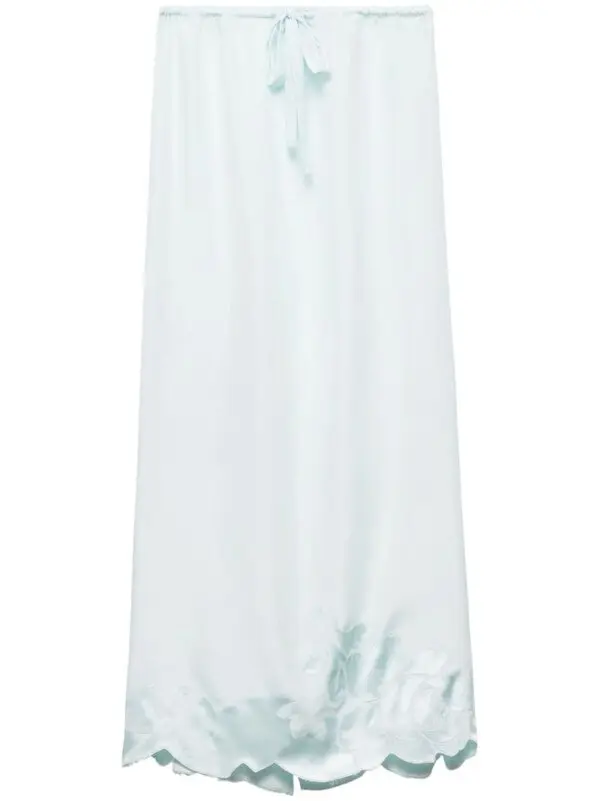 Prada Embroidered Habutai Silk Midi Skirt