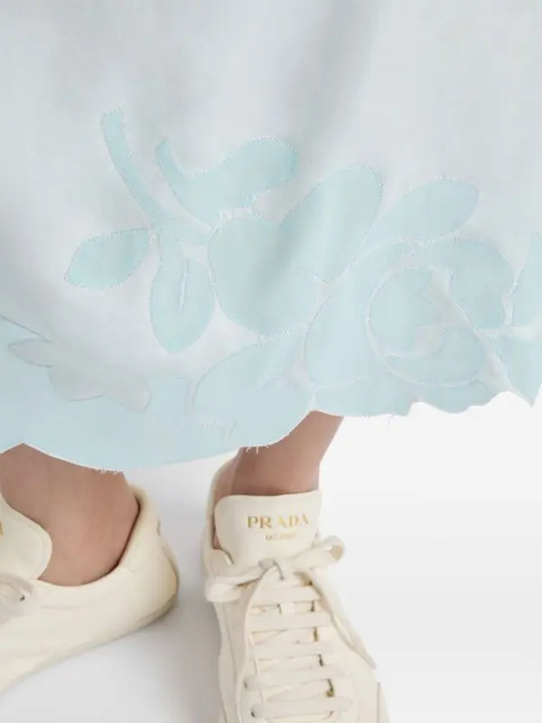 Prada Embroidered Habutai Silk Midi Skirt