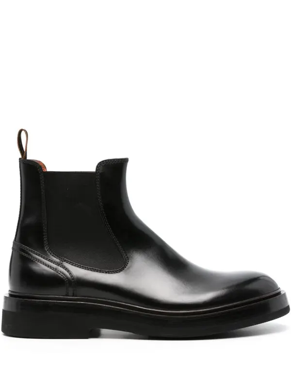 Santoni Leather Chelsea Boots