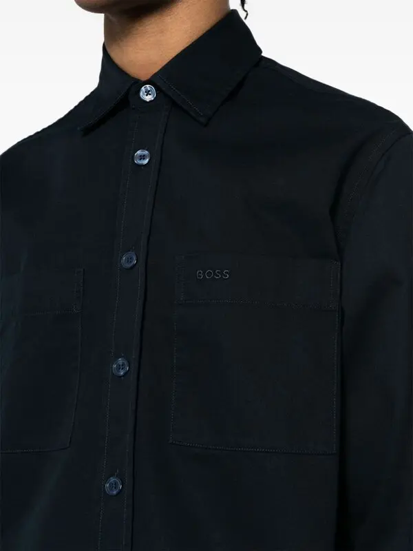 BOSS Logo-embroidered Cotton Shirt