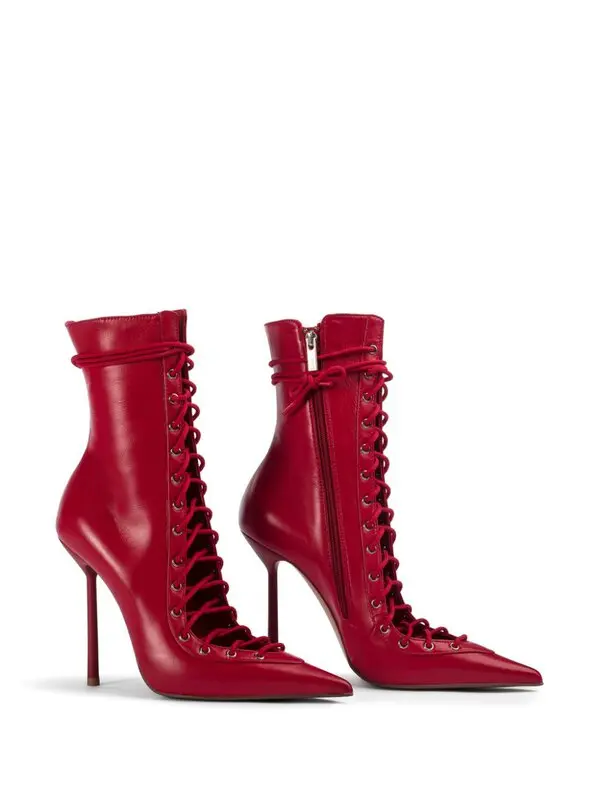 LE SILLA Colette 120mm Leather Ankle Boots - Black