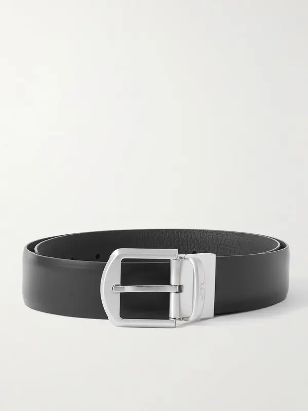Zegna 3.5cm Reversible Leather Belt - Black