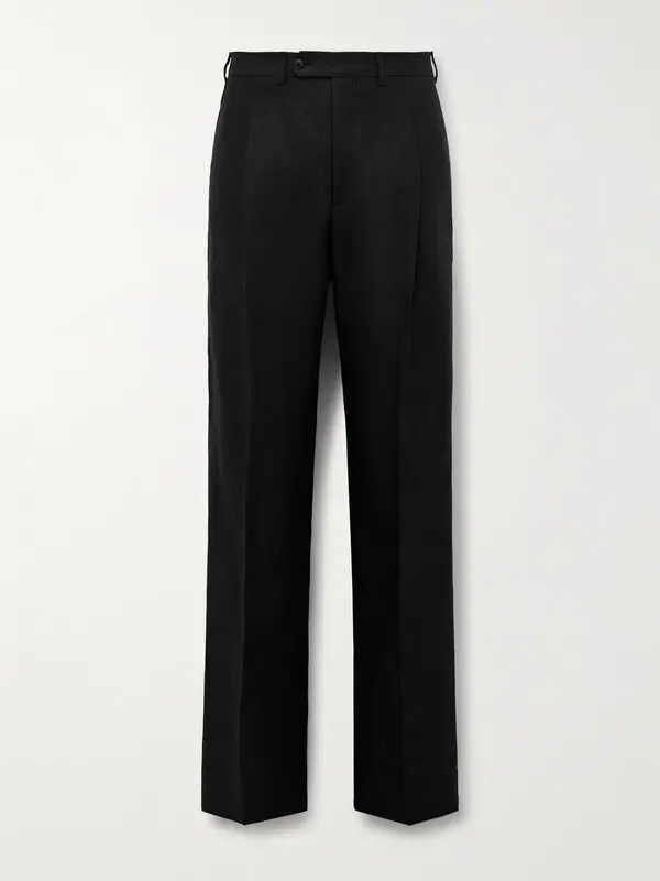 SAMAN AMEL Amo Wide-leg Pleated Linen Trousers