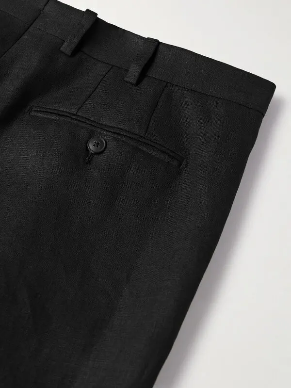 SAMAN AMEL Amo Wide-leg Pleated Linen Trousers