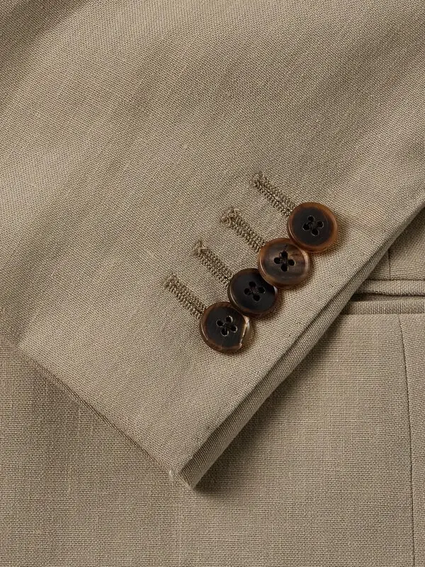 SAMAN AMEL Slim-fit Linen Suit Jacket - Neutrals