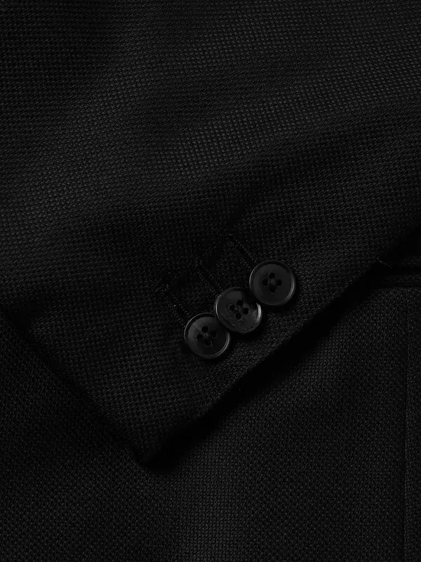 SAMAN AMEL Double-breasted Wool-hopsack Blazer