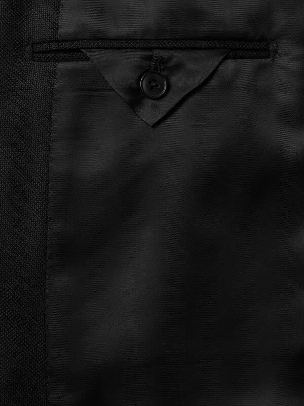 SAMAN AMEL Double-breasted Wool-hopsack Blazer