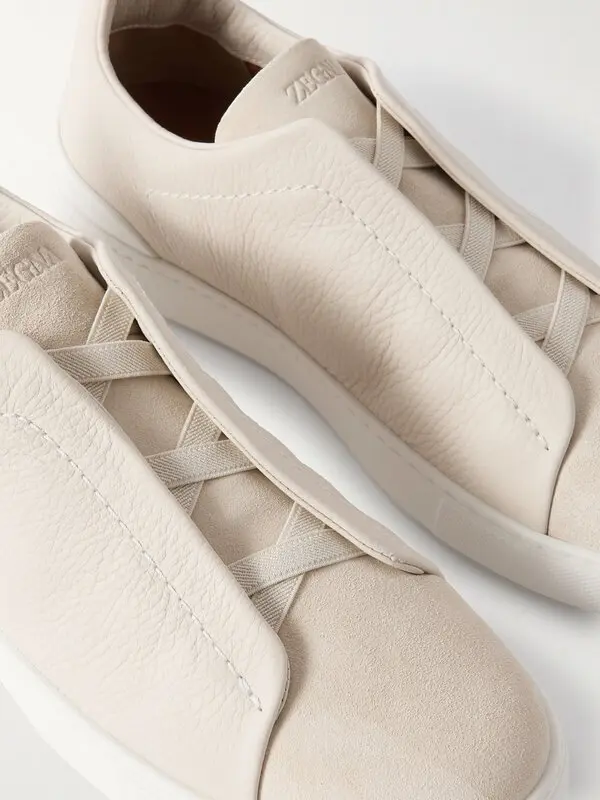 Zegna Triple Stitch Leather And Suede Sneakers - Neutrals