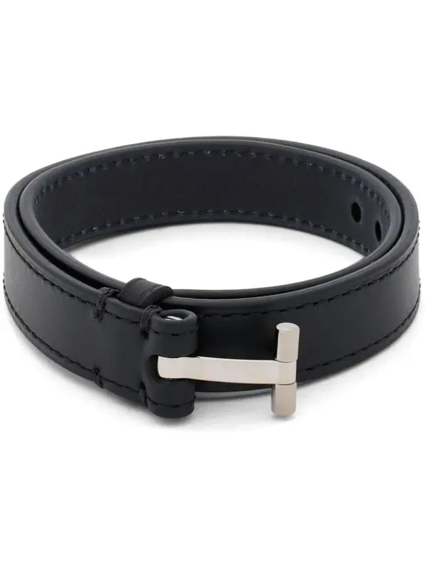 TOM FORD T-hinge Leather Bracelet - Black