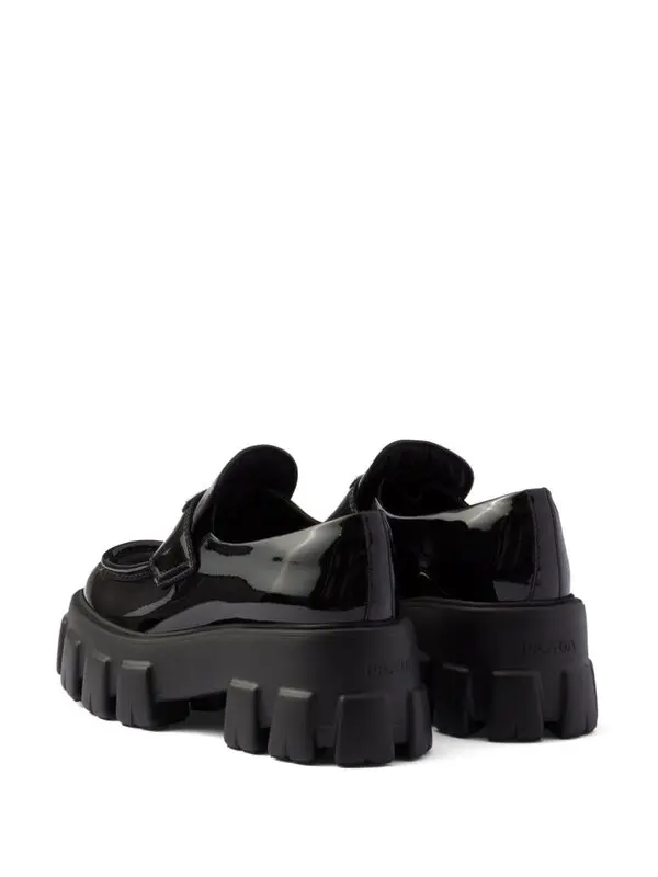 Prada Monolith Patent Leather Loafers - Black