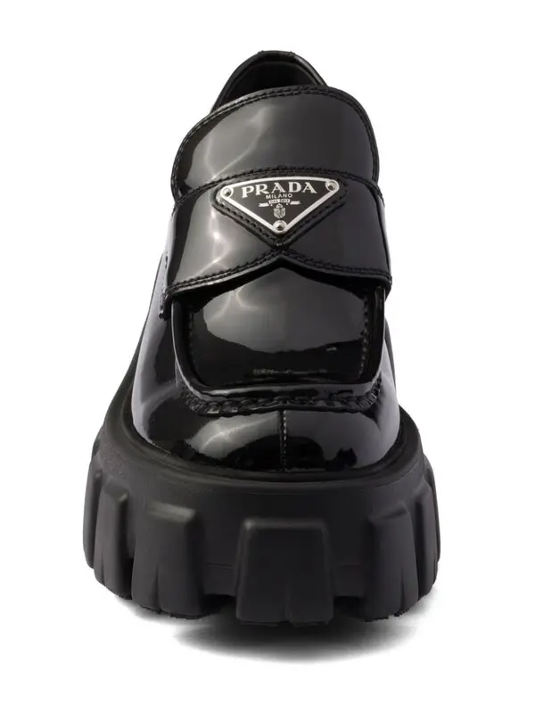 Prada Monolith Patent Leather Loafers - Black