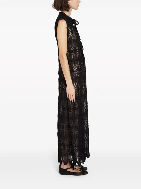Giambattista Valli Long Embroidered Macramé Dress