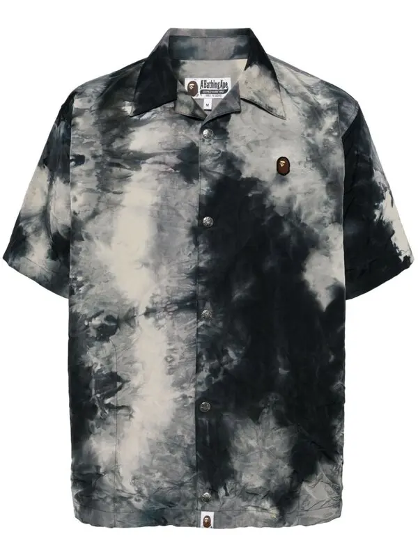 A BATHING APE Tie-dye Short-sleeve Shirt - Black