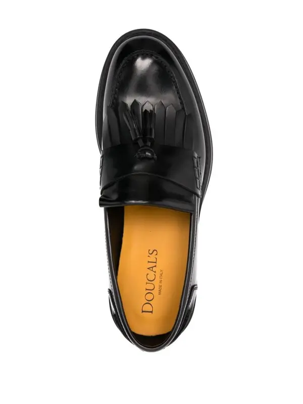 DOUCAL'S Leather Tassel Loafers - Black