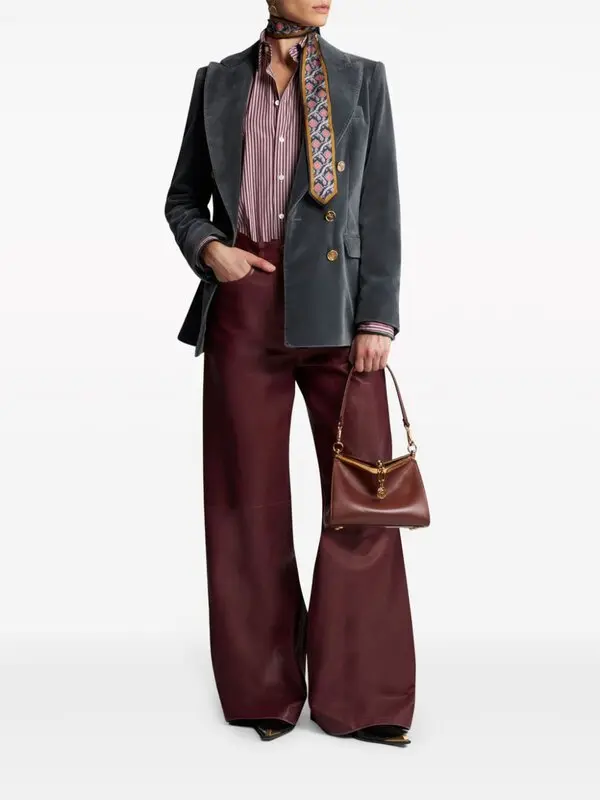 Etro Logo-engraved Velvet Blazer - Grey