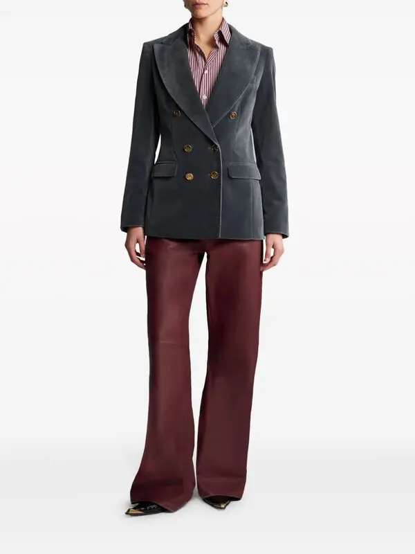 Etro Logo-engraved Velvet Blazer - Grey