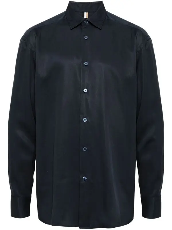 BOSS Cotton Long-sleeve Shirt - Blue