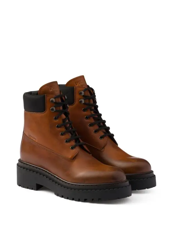 Prada Leather Combat Booties