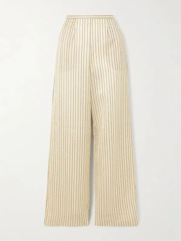 TALLER MARMO Seine Metallic Pinstriped Pants - Neutrals