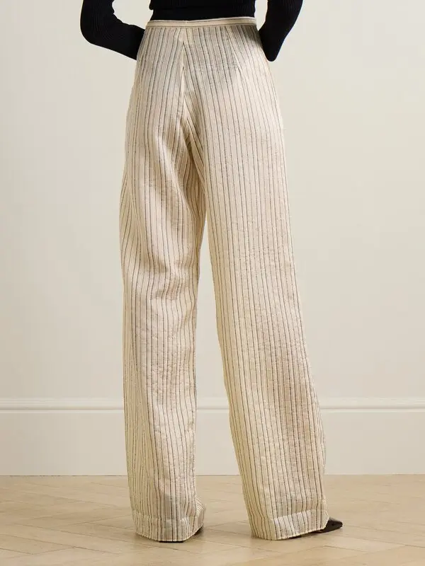 TALLER MARMO Seine Metallic Pinstriped Pants - Neutrals
