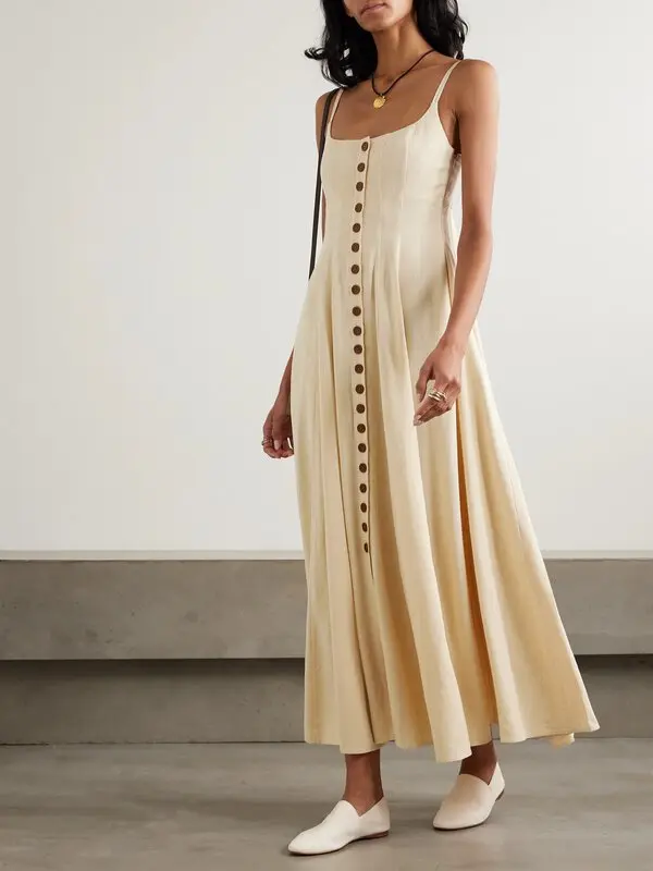 La Ligne Alba Woven Maxi Dress In Neutrals - 40% Off | Editorialist