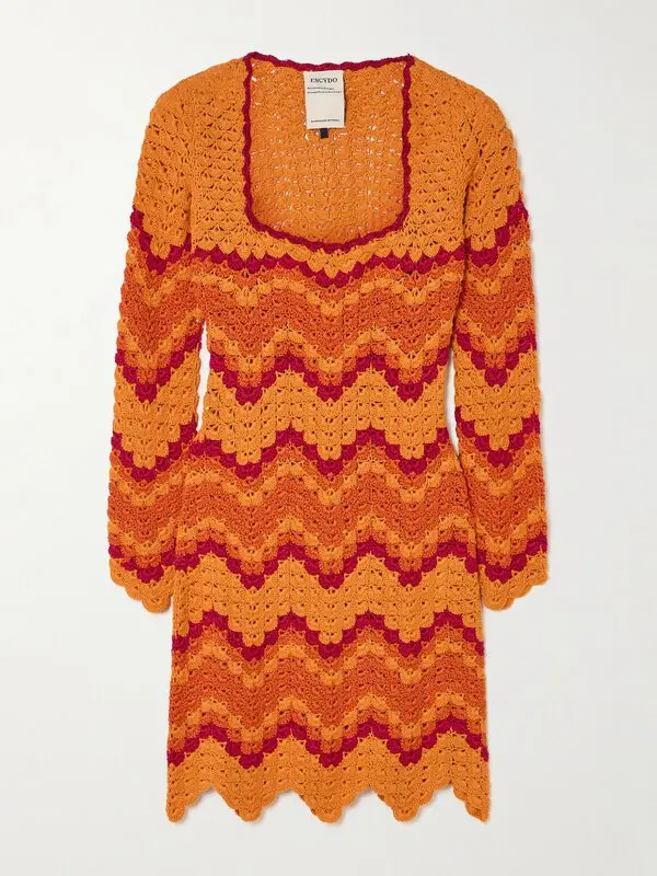 Escvdo Sumac Scalloped Crochet Mini Dress