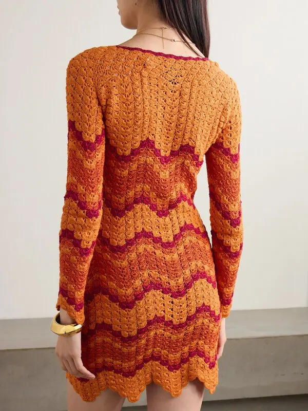 Escvdo Sumac Scalloped Crochet Mini Dress