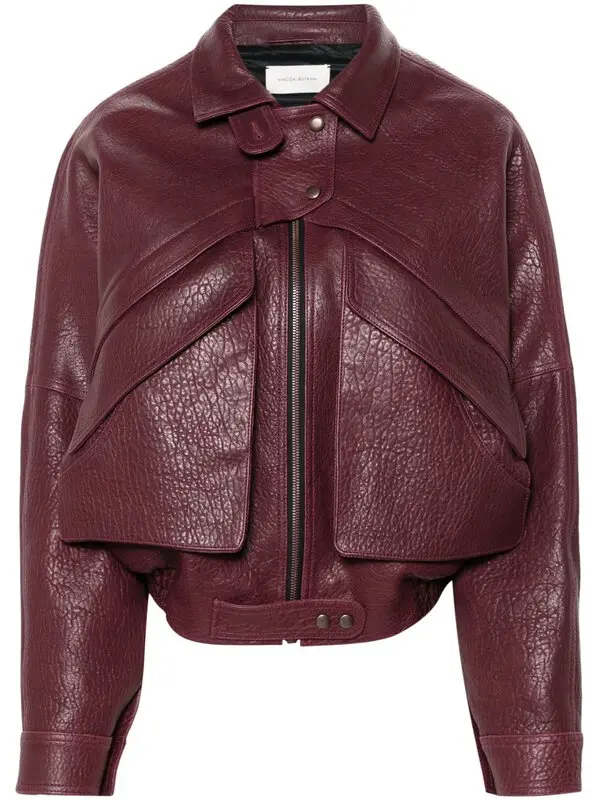Magda Butrym Cropped Leather Jacket - Red | Editorialist