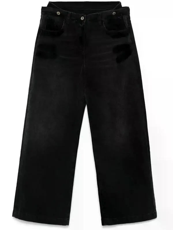 Attico Layered-waist Wide-leg Jeans