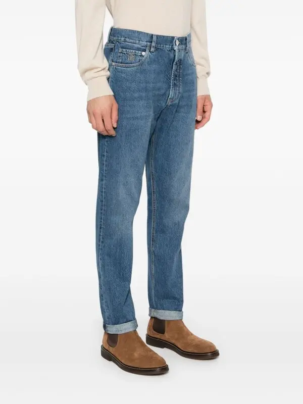 Brunello Cucinelli Logo-embroidered Jeans