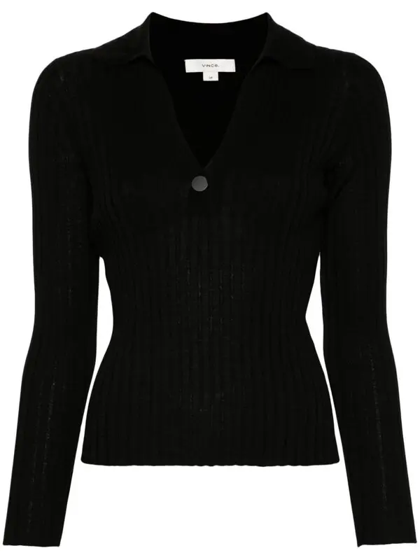 Vince Snap Polo Sweater - Black