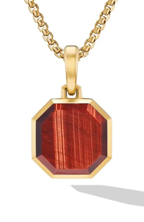 David Yurman Faceted Stone Amulet Pendant - Red Tigers Eye/18k Gold
