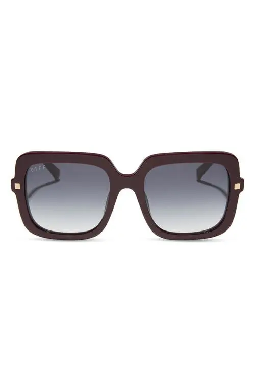 DIFF Sandra 54mm Square Sunglasses - Dark Cherry/grey Gradient