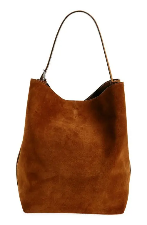 TOTEME Belt Strap Suede Tote - Tan