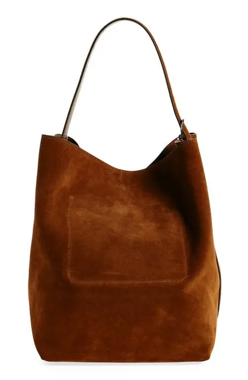 TOTEME Belt Strap Suede Tote - Tan