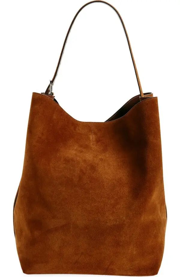 TOTEME Belt Strap Suede Tote - Tan