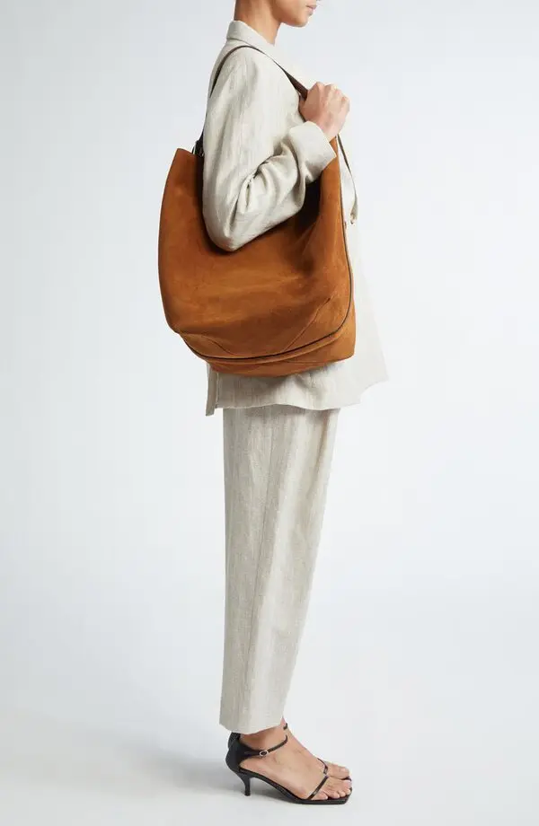 TOTEME Belt Strap Suede Tote - Tan