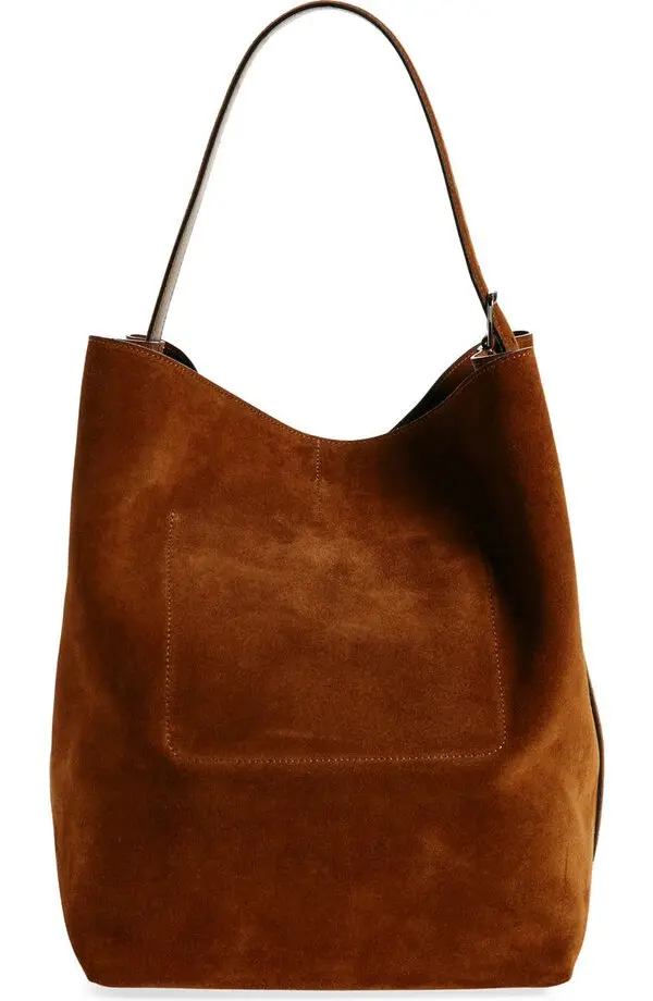TOTEME Belt Strap Suede Tote - Tan