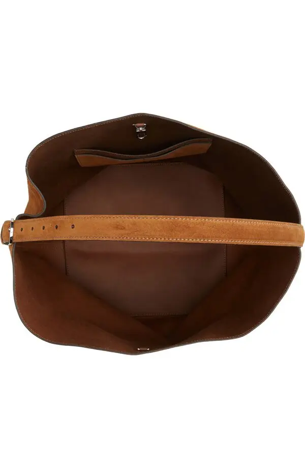 TOTEME Belt Strap Suede Tote - Tan