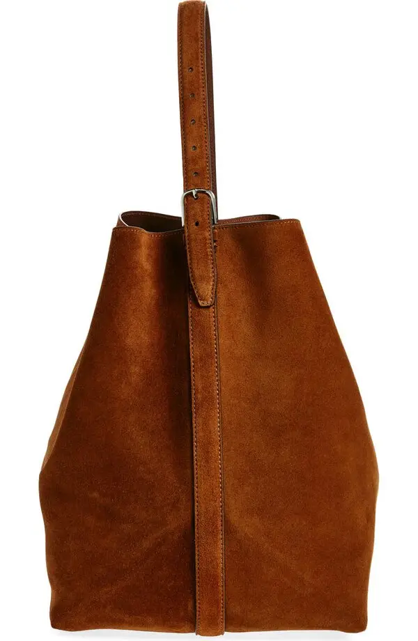 TOTEME Belt Strap Suede Tote - Tan