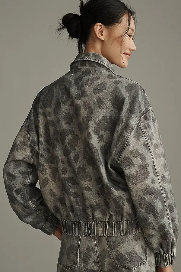 PILCRO The Rylie Bomber Jacket - Grey Leopard