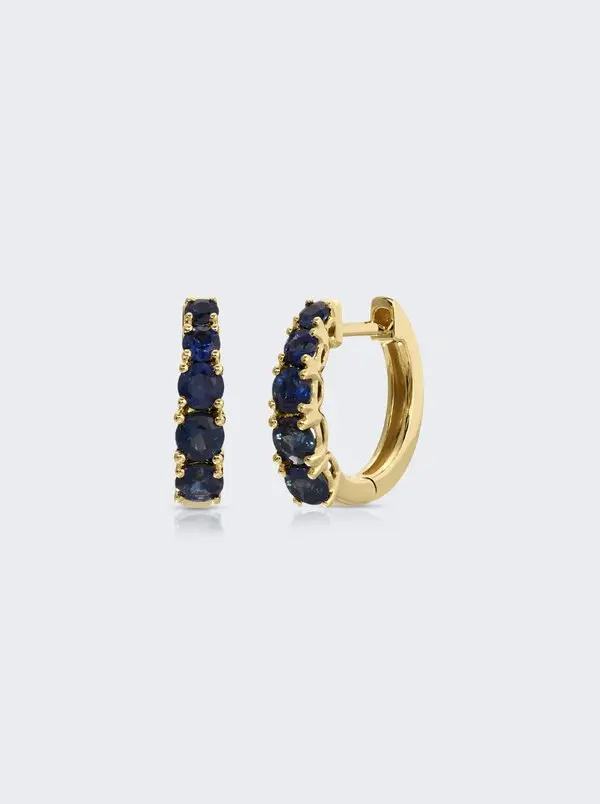 ANITA KO Graduated Blue Sapphire Huggie Earrings - 18k Yellow Gold