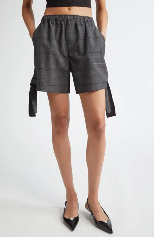 Coperni Plaid Knot Detail Stretch Wool Pull-on Shorts