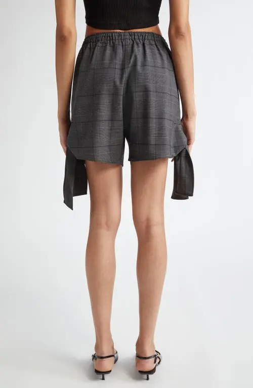 Coperni Plaid Knot Detail Stretch Wool Pull-on Shorts