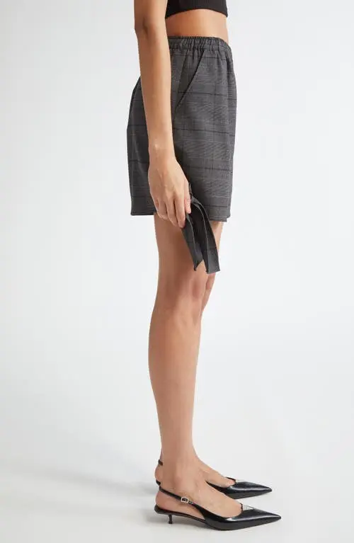 Coperni Plaid Knot Detail Stretch Wool Pull-on Shorts