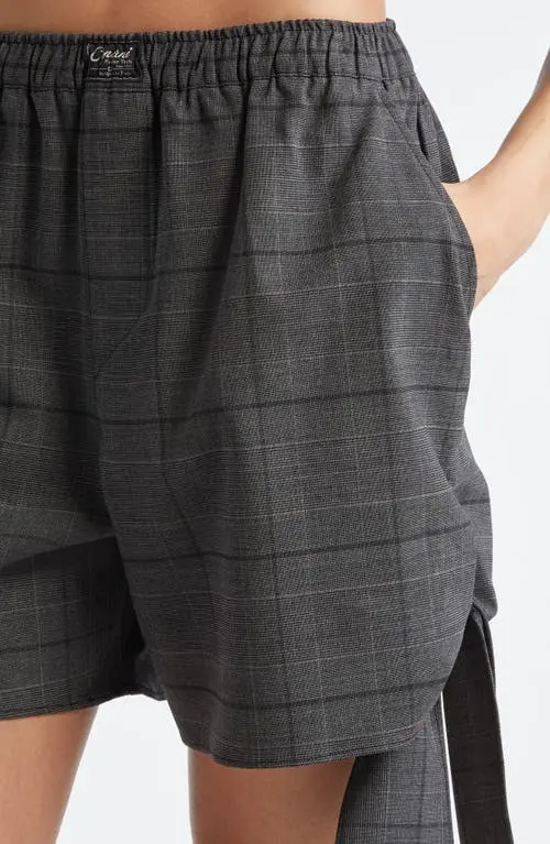 Coperni Plaid Knot Detail Stretch Wool Pull-on Shorts