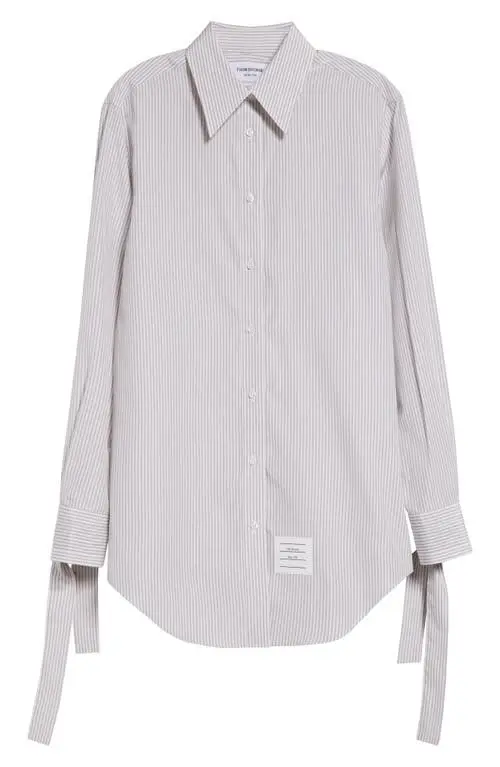Thom Browne Stripe Bow Cuff Silk Blend Shirt